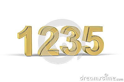 Golden 3d Number 1235 - Year 1235 Isolated On White Background Royalty ...