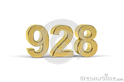Golden 3d Number 928 - Year 928 Isolated On White Background Stock ...