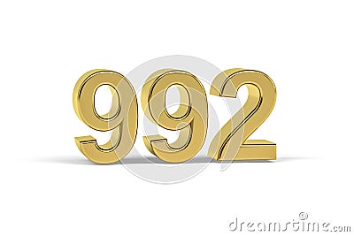 Golden 3d Number 992 - Year 992 Isolated On White Background Royalty ...
