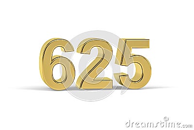 Golden 3d Number 625 - Year 625 Isolated On White Background Stock ...
