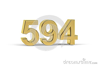 Golden 3d Number 594 - Year 594 Isolated On White Background Stock ...
