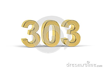 Golden 3d Number 303 - Year 303 Isolated On White Background Stock ...