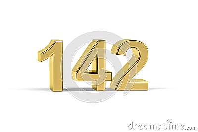 Golden 3d Number 142 - Year 142 Isolated On White Background Royalty ...