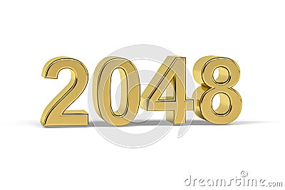 Golden 3d Number 2048 - Year 2048 Isolated On White Background Royalty ...