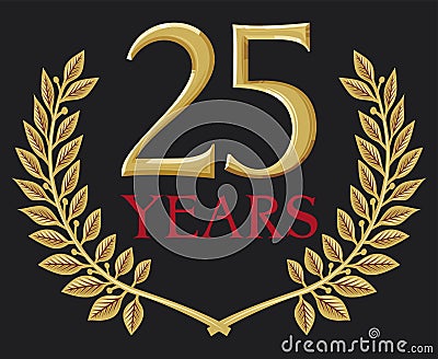 Golden Laurel Wreath 25 Years Royalty Free Stock Photo - Image: 25299805