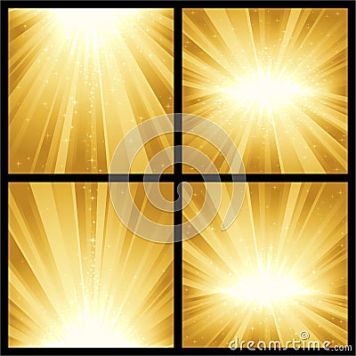 Golden Light Bursts Vector Illustration | CartoonDealer.com #16574040