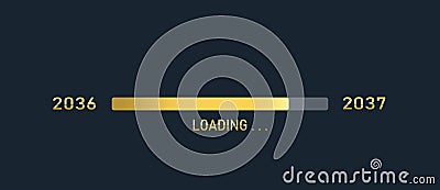 Golden Loading Progress Bar Of 2036,2037, Happy New Year Isolated On ...