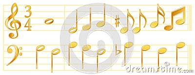 Golden Music Notes Stock Image - Image: 4162701