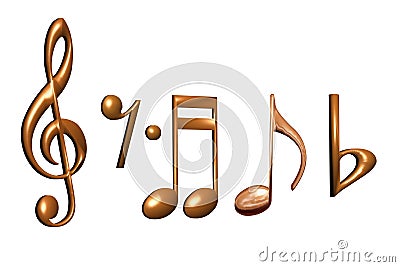 Golden Music Notes Stock Images - Image: 4207534