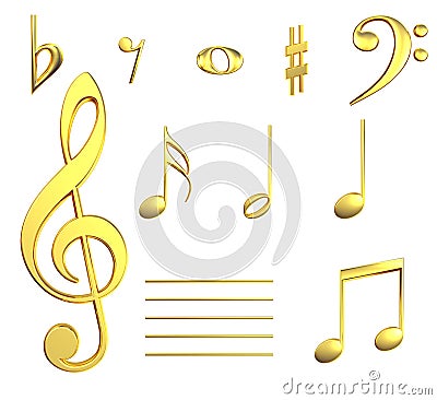 Golden Musical Notes Stock Images - Image: 37618284