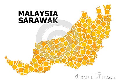 Golden Rotated Square Pattern Map Of Sarawak Royalty-Free Illustration ...