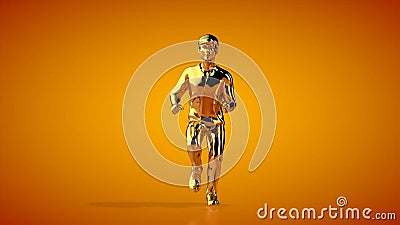 Golden Runner Seamless Loop Front View, Orange Studio Stock Video ...