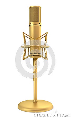 Golden Studio Microphone Isolated On White Stock Photography ...