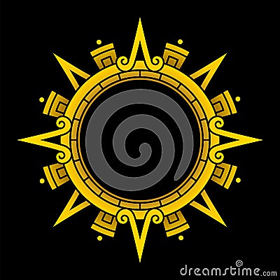Golden Aztec Solar Disk, Sun Symbol, And Diadem Cartoon Vector ...