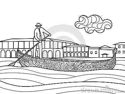 Gondola Coloring Book For Adults Vector Stock Vector - Image: 71533560