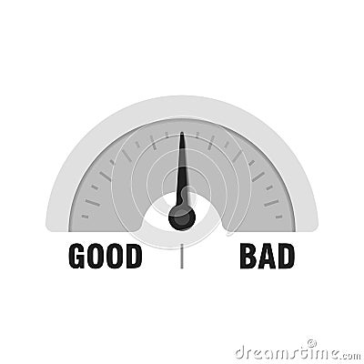 Good Or Bad Measuring Gauge. Vector Indicator Illustration. Meter With ...