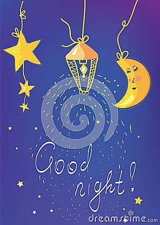 Good Night Banner And Card Royalty Free Stock Images - Image: 36492929