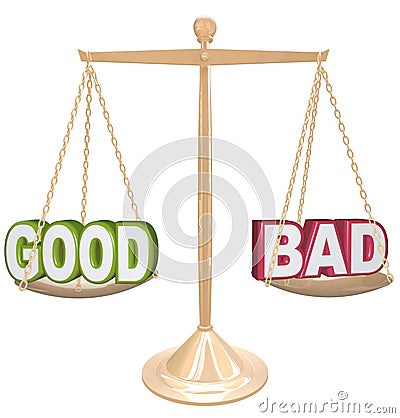 Good Vs Bad Words On Scale Weighing Positives Vs Negatives Royalty-Free ...