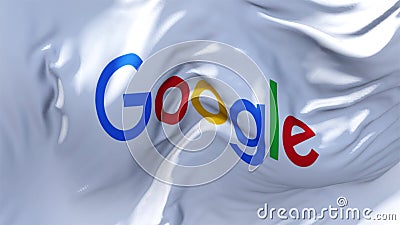 Google Flag Waving in Wind Continuous Seamless Loop Background. Stock ...