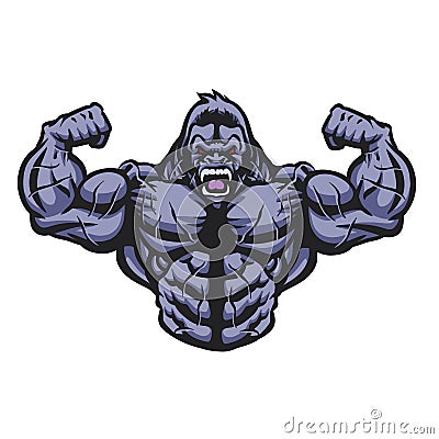 Gorilla Bodybuilder Performs Illustration Cartoon Vector ...