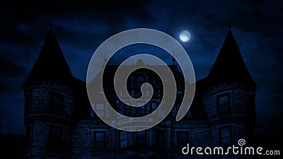 Gothic Mansion House at Night Stock Footage - Video of historic, night ...