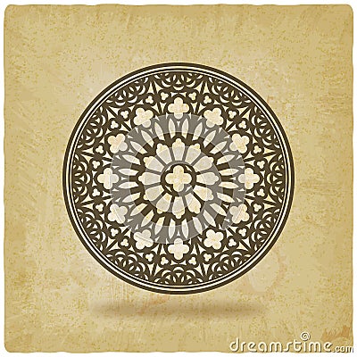 Gothic Rose Circular Window On Vintage Background Vector Illustration ...