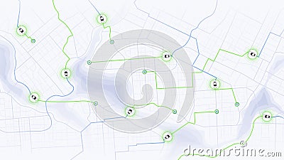 GPS Tracking System For Navigating Car Traffic. Concept Of Car With ...