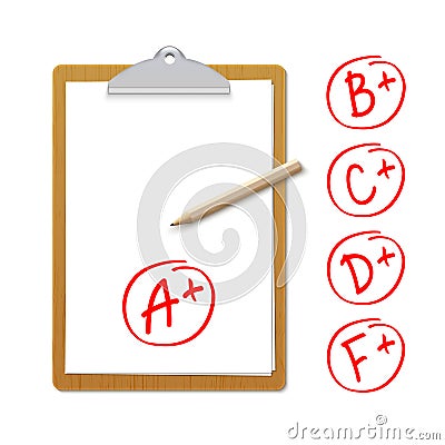 Grade Result A Plus. Hand Drawn Vector Grade A Plus In Red Circle. Test ...