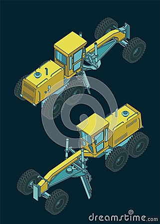 Grader Isometric Color Drawings Vector Illustration | CartoonDealer.com ...