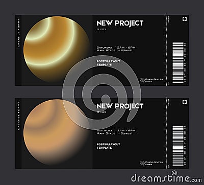 Gradient Aesthetic Art Modern Ticket Design Collection. Template Set ...