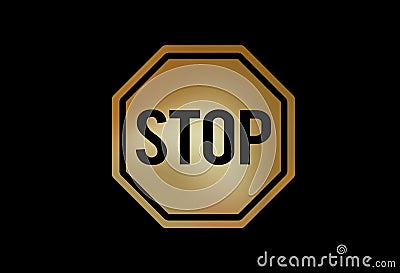 Gradient Gold Stop Warning Sign Flat Icon Symbol Vector Format ...