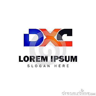 Gradient Logo Design Template Initial Letter Dxc Cartoon Vector ...