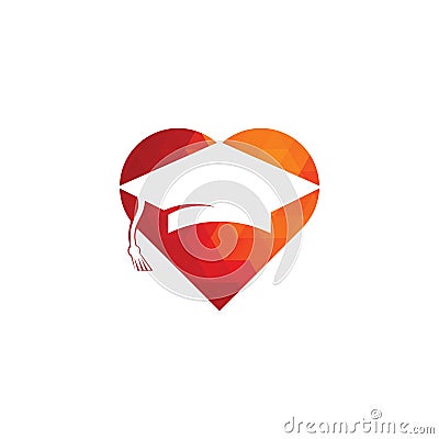 Graduation Cap Heart Shape Concept Vector Logo | CartoonDealer.com ...