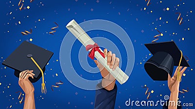 Graduation Celebration Animation with Hats and Diploma Stock Footage ...