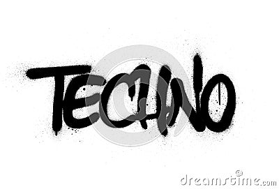 Graffiti Techno Word Sprayed In Black Over White Cartoon Vector ...