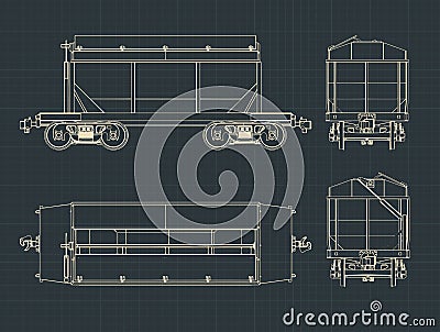 Grain Hopper Wagon Blueprints Cartoon Vector | CartoonDealer.com #171619561
