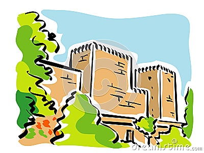 Granada (Alhambra) Cartoon Vector | CartoonDealer.com #40801945
