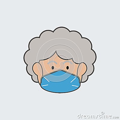 Grandmather With Mask Icon, Disease Grandma, Vector, Illustration ...