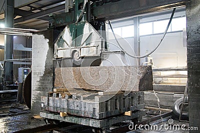 Granite Processing In Manufacturing. Cutting Granite Slab With A ...