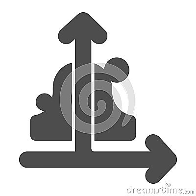 Graph With Axis Deflection And Curve With Circles Solid Icon, Diagram ...