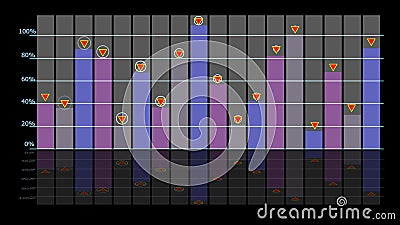 Graph Bar and Radar on Top Point and Reflection Graph Stock Footage ...