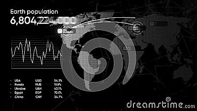 Graph of Earth S Population. Motion. Animated World Map with Moving ...