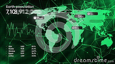 Graph of Earth S Population. Motion. Animated World Map with Moving ...