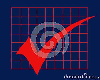 Graph Silhouette With Graph Line And Red Check Mark. Cartoon Vector ...