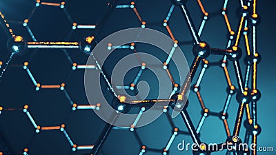 Graphene Atom Nanostructure Loopable Animation. Nanotube in Form of ...