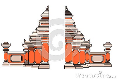 Graphic Vector Illustration Candi Bentar Balinesse Building ...