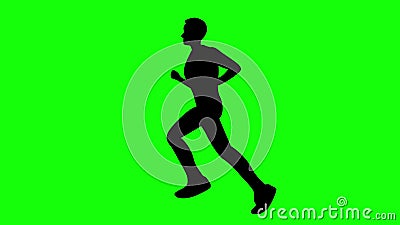Silhouette of Man Running To the Left on White Background Looping Stock ...