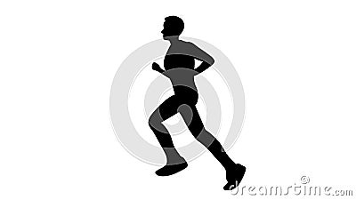 Silhouette of Man Running To the Left on White Background Looping Stock ...