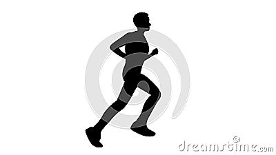 Silhouette of Man Running To the Right on White Background Looping ...