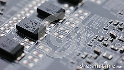 Graphics Card GPU Circuit Board, Capacitors and Fuses, Microchip and ...